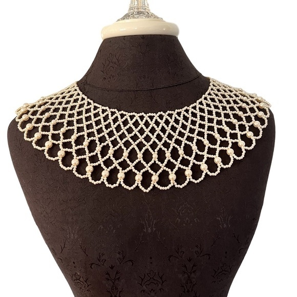 Hand Crafted | Accessories | Vintage Wide Faux Pearl Collar | Poshmark